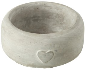Šedý antik cementový květináč se srdíčkem Heart - Ø 15*7 cm