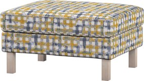 Potah na podnožku IKEA Karlstad barva modrá látka pletený vzor, vzorované