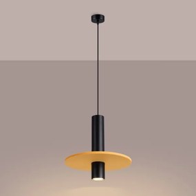 Sollux SL.1883 - Lustr na lanku PELTA 1xGU10/10W/230V černá/žlutá