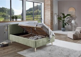 Světle zelená čalouněná dvoulůžková postel s roštem 120x200 cm Mattis – Meise Möbel