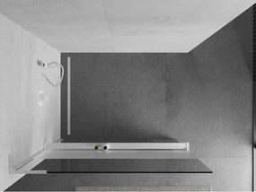 Mexen Kioto+ L, sprchová zástěna Walk-In s poličkou a věšákem 100 x 200 cm, 8mm čiré sklo-námraza, bílý profil, 800-100-123-20-35