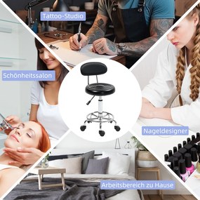 HOMCOM Nastavitelný kancelářský barový stolička s opěrkou, kolečky, pracovní stolička s nastavitelným opěrným místem pro nohy, umělá kůže, 32 x 40 x …