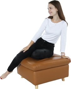 Celočalouněný taburet, kůže / ekokůže, zlatohnědá, LINSY