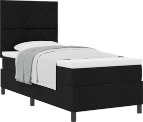 Postel s boxspringem s čelo Černá 100 x 200 cm textil 3339443