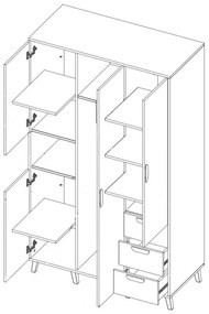 JOKER | šatní skříň 1 | 120 cm | | bílá/grafit/šedá/lefkas světlý