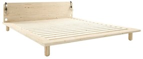 Dvoulůžková postel z masivního dřeva s lampami Karup Design Peek, 160 x 200 cm