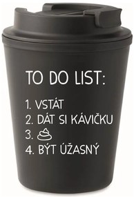 TO DO LIST:  BÝT ÚŽASNÝ - černý termohrnek 300 ml