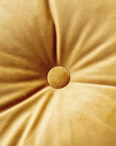 Sametový polštář s knoflíkem barva žlutá látka lesklé, sametová