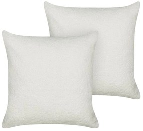 Sada 2 buklé polštářů 45 x 45 cm bílé LEUZEA Beliani