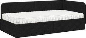 Rohový rám postele Černý 100 x 200 cm textil 3394055