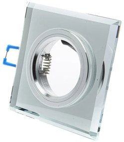 Podhledové svítidlo Glass Square, 1x skleněné/stříbrné kovové stínítko, s