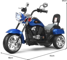 Costway 6 V elektrický motocykl s nastavitelnými světlomety motocykl modrá +