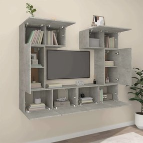 6dílný set TV skříněk betonově šedý kompozitní dřevo 3114457