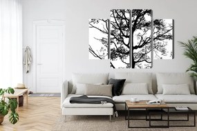 Vícedílný obraz Černý Strom Na Bílém Pozadí Nedostatek Nedostatek Přírodní plátno 200x150