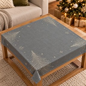 Vánoční vyšívaný ubrus Stromeček šedě zlatý 85x85 cm TiaHome