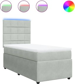 Box spring postel s matrací světle šedá 80 x 200 cm samet 3294490