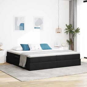 Postel s úložným prostorem a matrací Černá 200 x 200 cm 3370250
