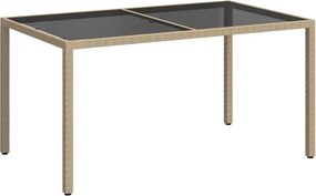 Zahradní stůl 150 x 90 x 75 cm tvrzené sklo a polyratan béžový 316710