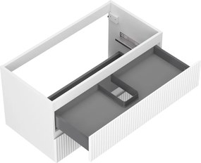 Mexen Rivel, koupelnová skříňka 90 cm, 2 zásuvky, drážkovaná, bílá matná, 91A20-09047-2-BFF01
