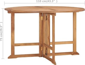Skládací zahradní jídelní stůl Ø 110 x 75 cm masivní teak 318479