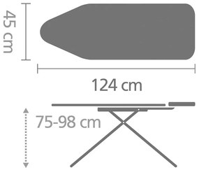 Brabantia Žehlicí prkno Steam Control 124x45cm