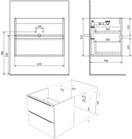 Sapho FILENA 67 x 51,5 x 43 cm FID1270D umyvadlová skříňka dub