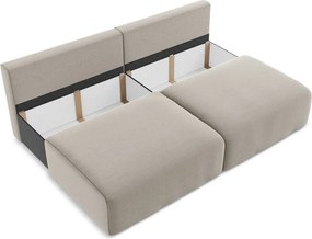 Taupe sametová rozkládací/s úložným prostorem pohovka 216 cm Kalena – Makamii