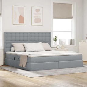 Postel s úložným prostorem a matrací Světle šedá 200 x 200 cm 3371928