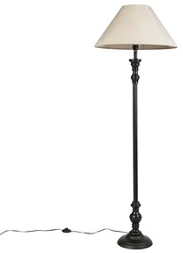 Stojací lampa černá s velurovým odstínem taupe 55 cm - Classico