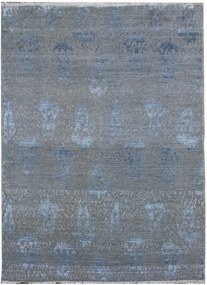 Diamond Carpets India, Ručně vázaný kusový koberec Diamond DC-EKT 10 Silver/blue, 140x200, modrá, chodba / předsíň