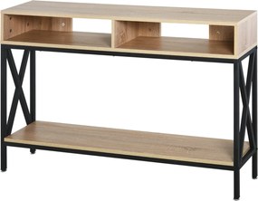 Konferenční stolek HOMCOM do předsíně s 2 přihrádkami a policí 120x23,5x75 cm Dub a Černá | Aosom