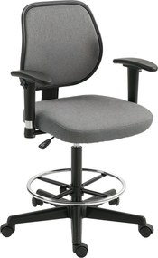 Vinsetto Vysoká Židle do Kanceláře se Nastavitelným Sedákem a Područky, dim. 60Š x 57H x 97-119V cm na Kolečkách, Šedá | Aosom
