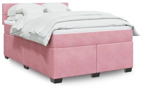 Box spring postel s matrací růžová 140x200 cm samet 3288635