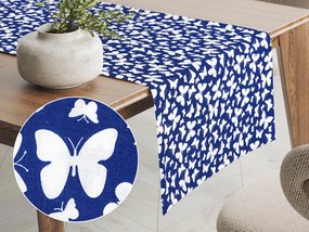Biante Bavlněný běhoun na stůl Sandra SA-376 Bílí motýlci na modrém 45x120 cm