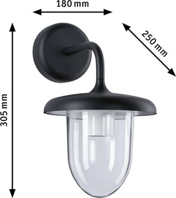 P 94757 Venkovní nástěnné svítidlo Vintario IP44 kruhové 180x250mm max. 20W 230V antracit hliník - PAULMANN