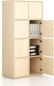 Kancelářská skříň FRAME, 8x dveře, 872 x 450 x 1735 mm, PUSH-lock, bříza