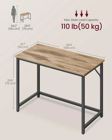 Psací stůl 100 × 50 × 76 cm karamelově hnědý–černý