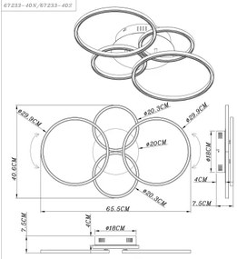 Globo 67233-40N - LED Přisazený lustr KENDY LED/40W/230V
