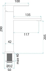 Umyvadlová baterie REA ARCOS vysoká, nikl kartáčovaný
