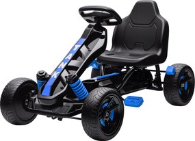 Motokára s pedály, šlapací auto pro děti s brzdami, protiskluzová kola, kovový rám, 3-6 let, modrá barva