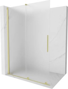 Mexen Velar, sprchová zástěna s posuvnými dveřmi Walk-in 150 x 200 cm, 8mm sklo námraza, zlatá matná, 871-150-000-33-55