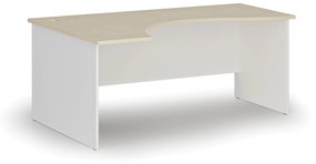 Ergonomický kancelářský pracovní stůl PRIMO WHITE, 1800 x 1200 mm, levý, bílá/ořech