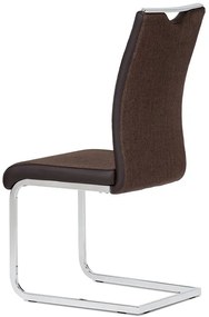 Jídelní židle RIVONA — chrom, hnědá látka/hnědá koženka