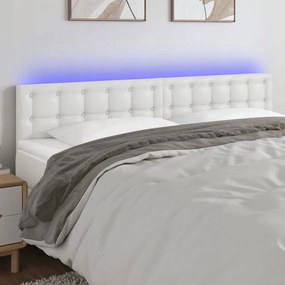 Čelo Postele S Led Bílé Umělá Kůže Bílá 180 x 5 x 78/88 cm