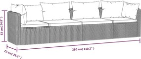 vidaXL 4dílná zahradní sedací souprava s poduškami polyratan černá [46558]