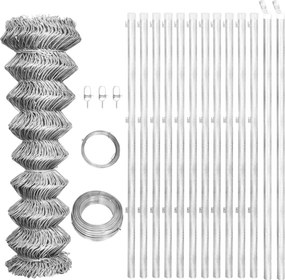 Drátěné pletivo se sloupky pozinkovaná ocel 25 x 0,8 m stříbrné 141498