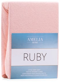 Froté prostěradlo s gumou AmeliaHome Ruby světlé růžové