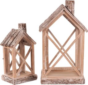 Set dvou dřevěných luceren hnědý DA219 (2 ks)