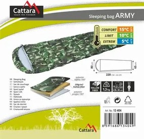 Cattara ARMY / Spací pytel dekový / 220 x 80|65 cm / 15°C | 10°C | 5°C