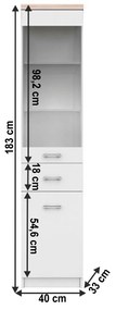 Kondela Vitrína 1D1W1S, bílá / dub sonoma, univerzální, TOPTY TYP 03